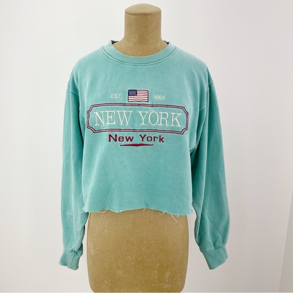 Vintage | Tops | Vintage Y2k Teal Aqua Blue New York Long Sleeve ...